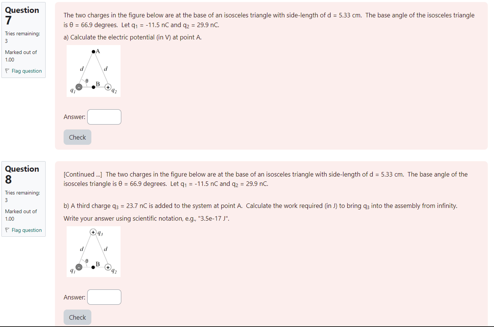 Solved [Continued ...] ﻿The two charges in the figure below | Chegg.com