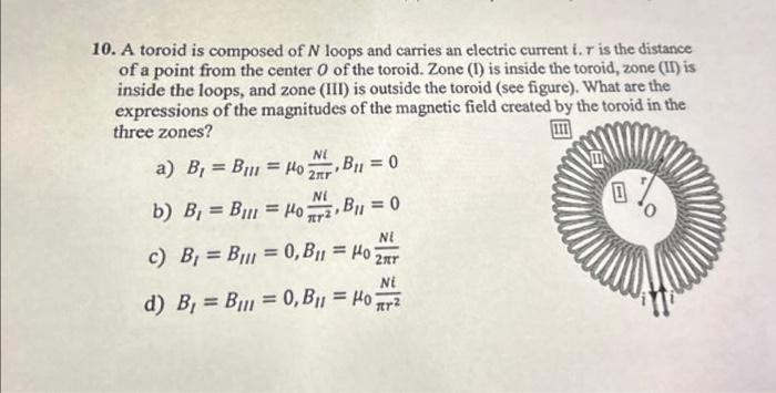 Solved A toroid is composed of N loops and carries an | Chegg.com