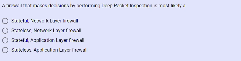 Solved A firewall that makes decisions by performing Deep | Chegg.com