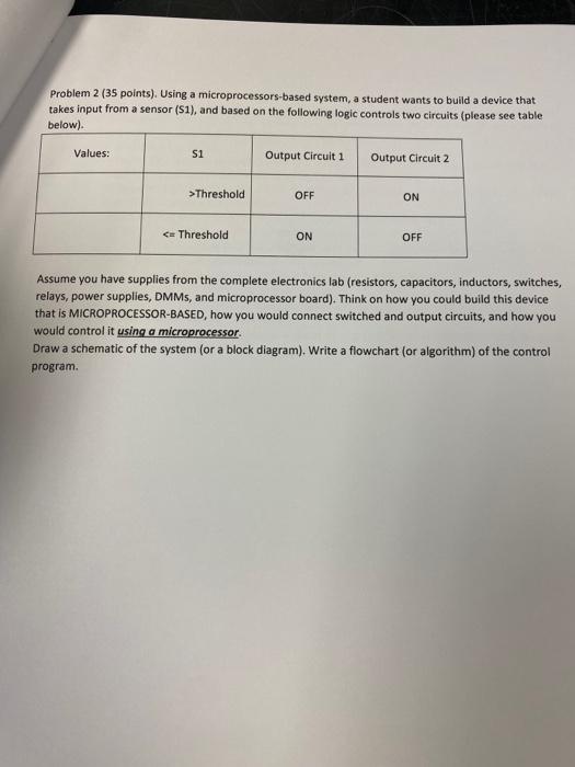 Solved Problem 2 (35 points). Using a microprocessors-based | Chegg.com