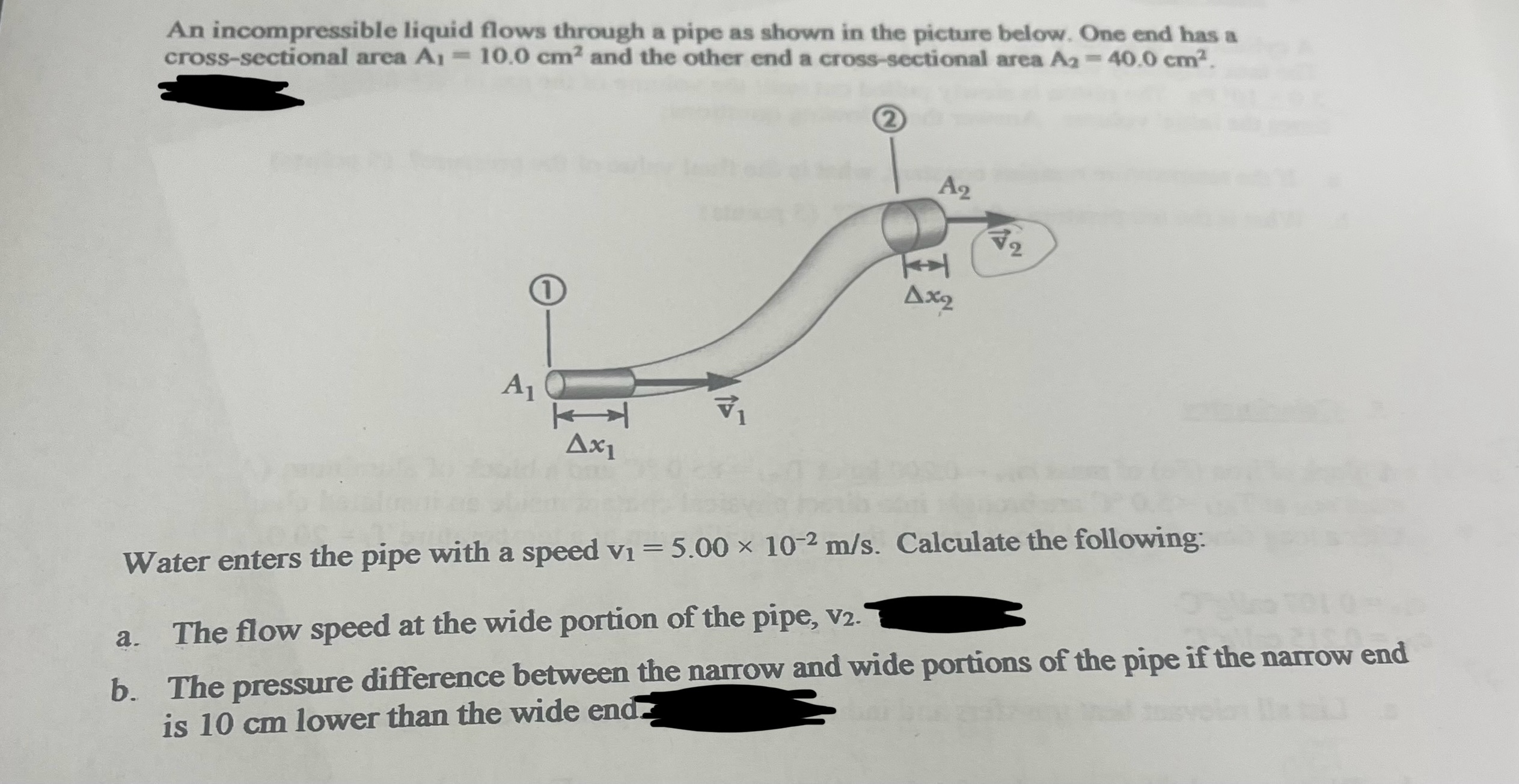 Solved An incompressible liquid flows through a pipe as | Chegg.com