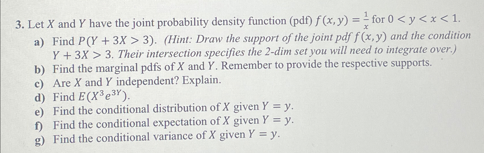 Solved Let x ﻿and Y ﻿have the joint probability density | Chegg.com