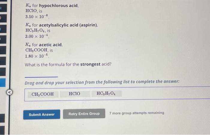 Solved Ks for hypochlorous acid, HClO, is 3.50×10−8 Ka for | Chegg.com