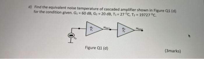 Solved d) Find the equivalent noise temperature of cascaded | Chegg.com