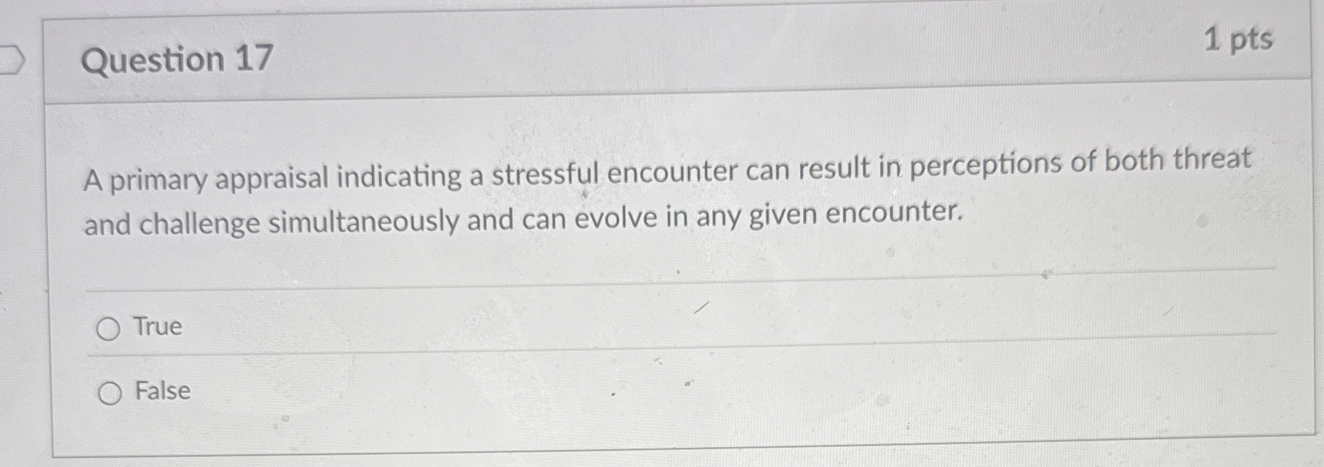 Solved Question 171 ﻿ptsA primary appraisal indicating a | Chegg.com