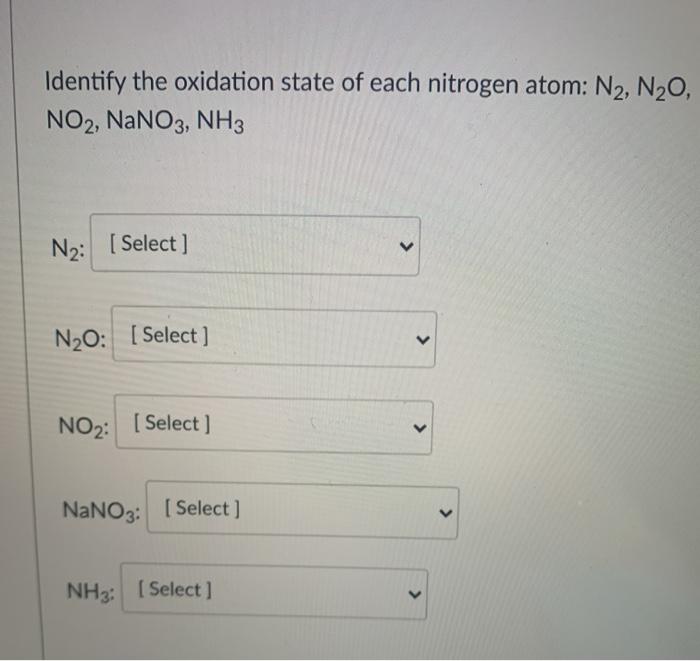 Solved Identify the oxidation state of each nitrogen atom: | Chegg.com