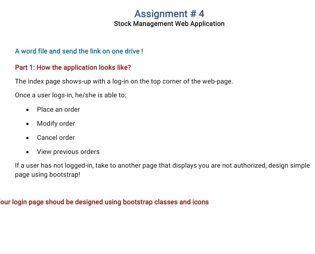 Solved Assignment # 4Stock Management Web ApplicationA word | Chegg.com