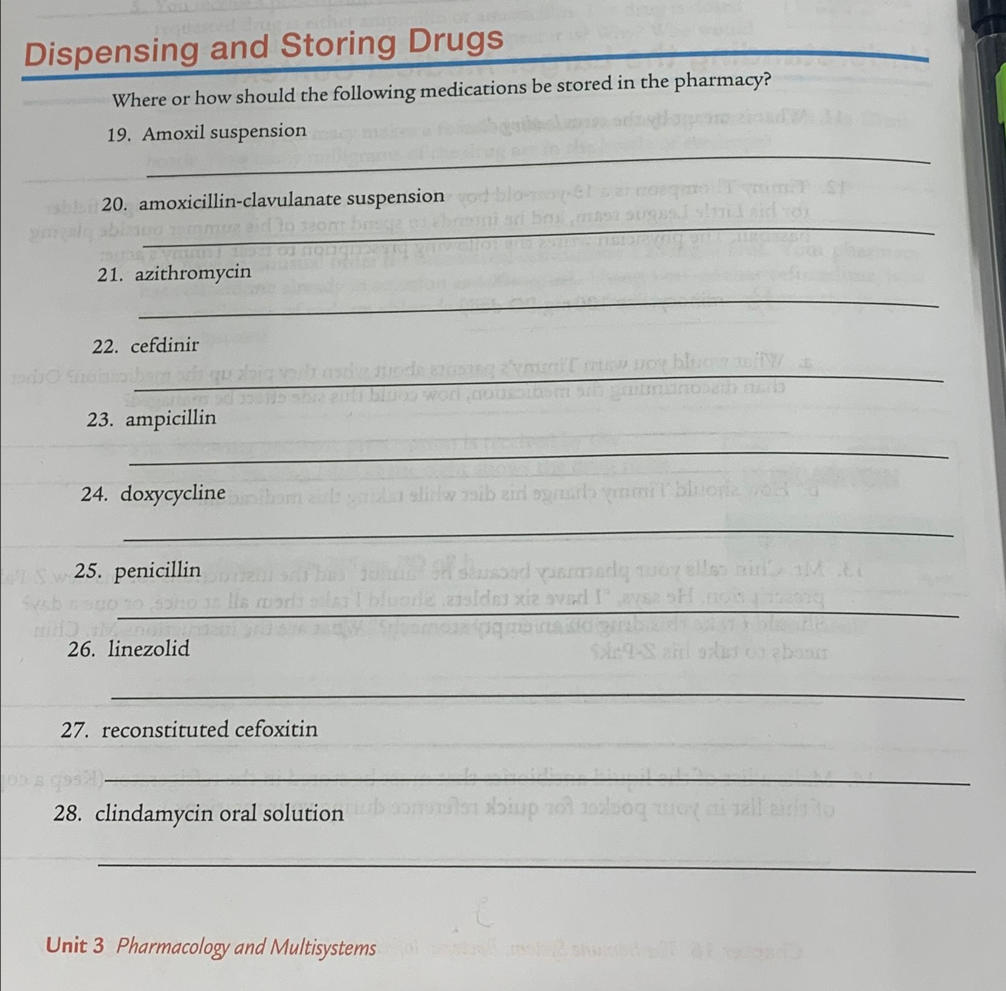 Solved Dispensing and Storing DrugsWhere or how should the | Chegg.com