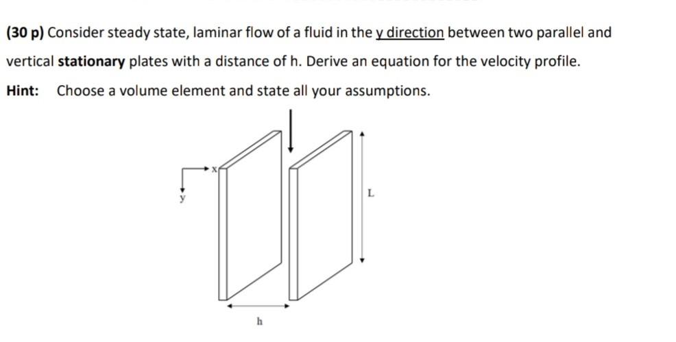 Solved (30 p) Consider steady state, laminar flow of a fluid | Chegg.com