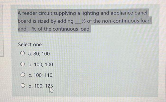 Solved 1 A feeder circuit supplying a lighting and appliance | Chegg.com