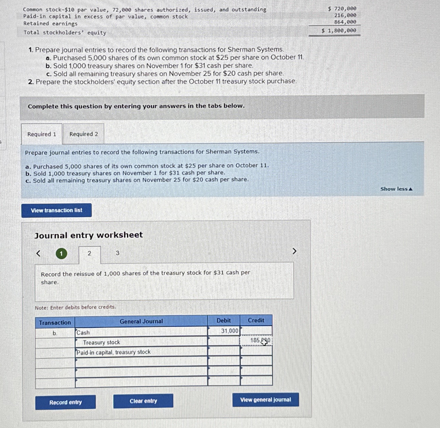 Solved Common stock -$10 ﻿par value, 72,000 ﻿shares | Chegg.com