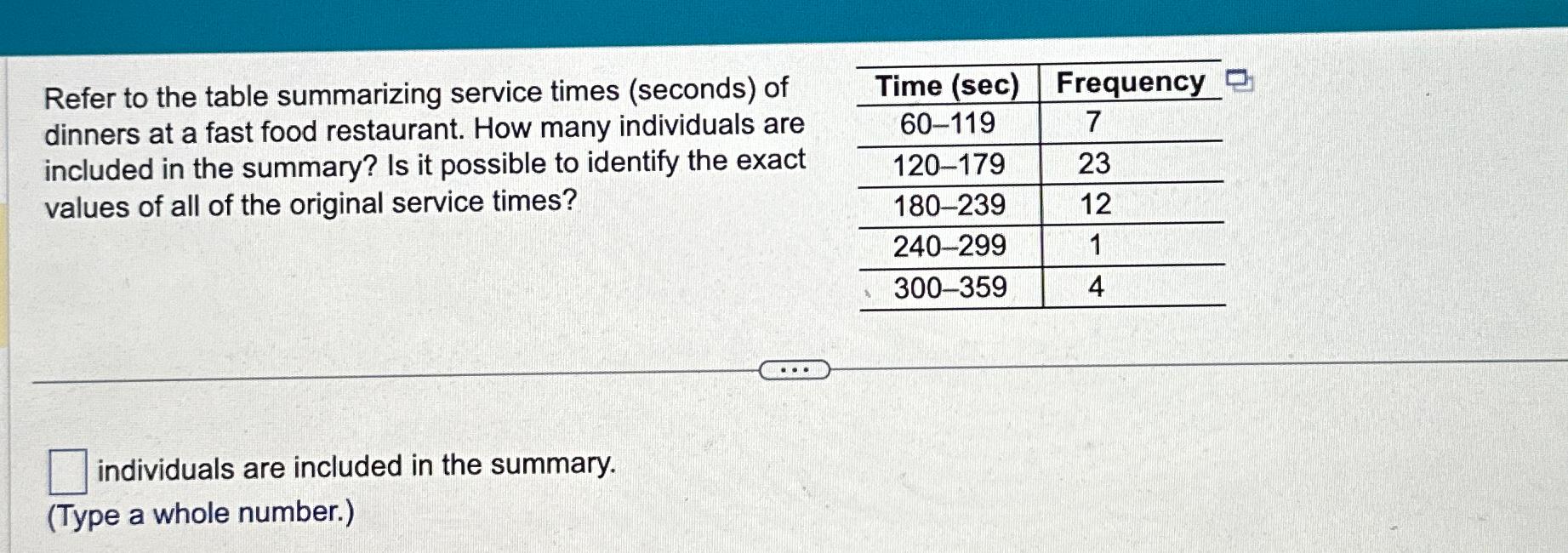 Solved Refer to the table summarizing service times | Chegg.com