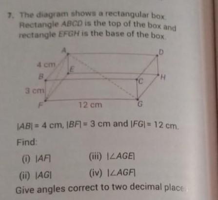 Solved 7. The diagram shows a rectangular box Aectangle ABCD | Chegg.com