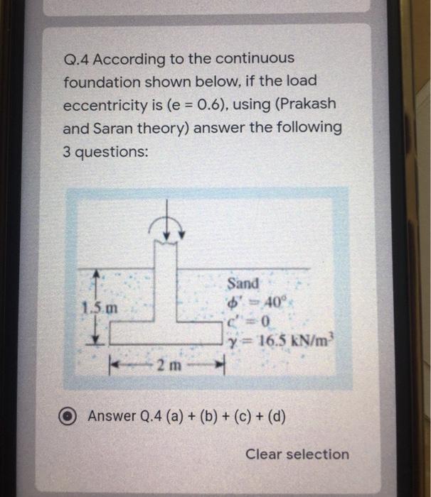 Solved Q.4 According to the continuous foundation shown | Chegg.com