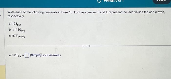 Solved Write each of the following numerals in base 10. For | Chegg.com