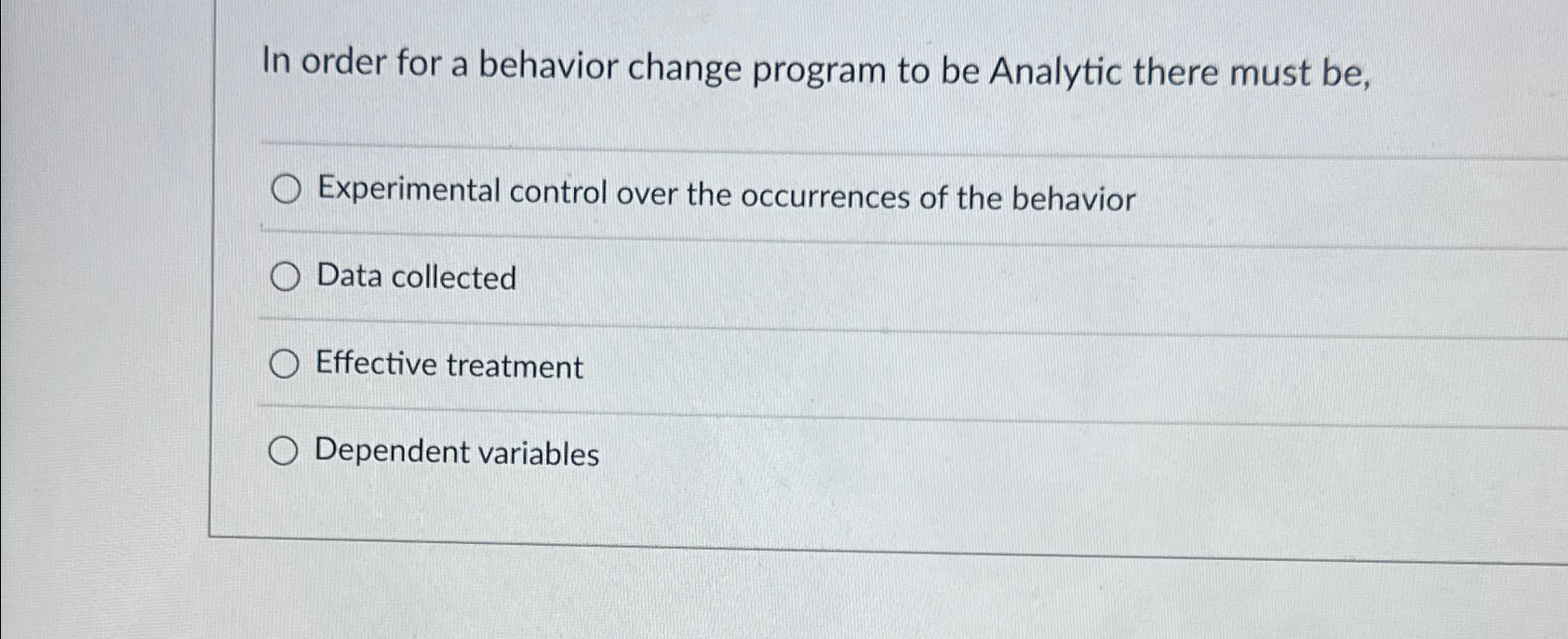 Solved In order for a behavior change program to be Analytic | Chegg.com