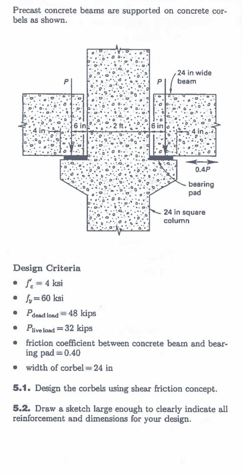 Solved Precast concrete beams are supported on concrete cor- | Chegg.com