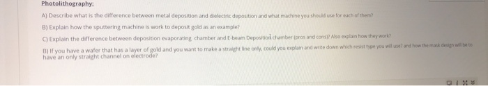 Solved Photolithography A) Describe what is the difference | Chegg.com
