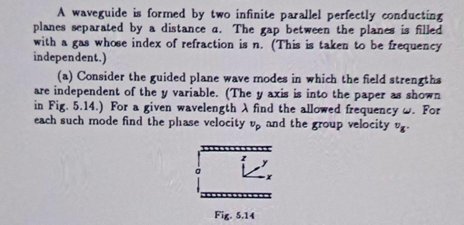 Solved A waveguide is formed by two infinite parallel | Chegg.com