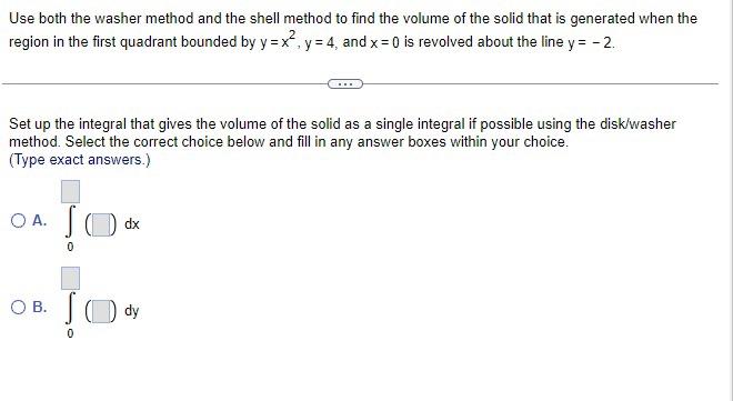Solved Use both the washer method and the shell method to | Chegg.com