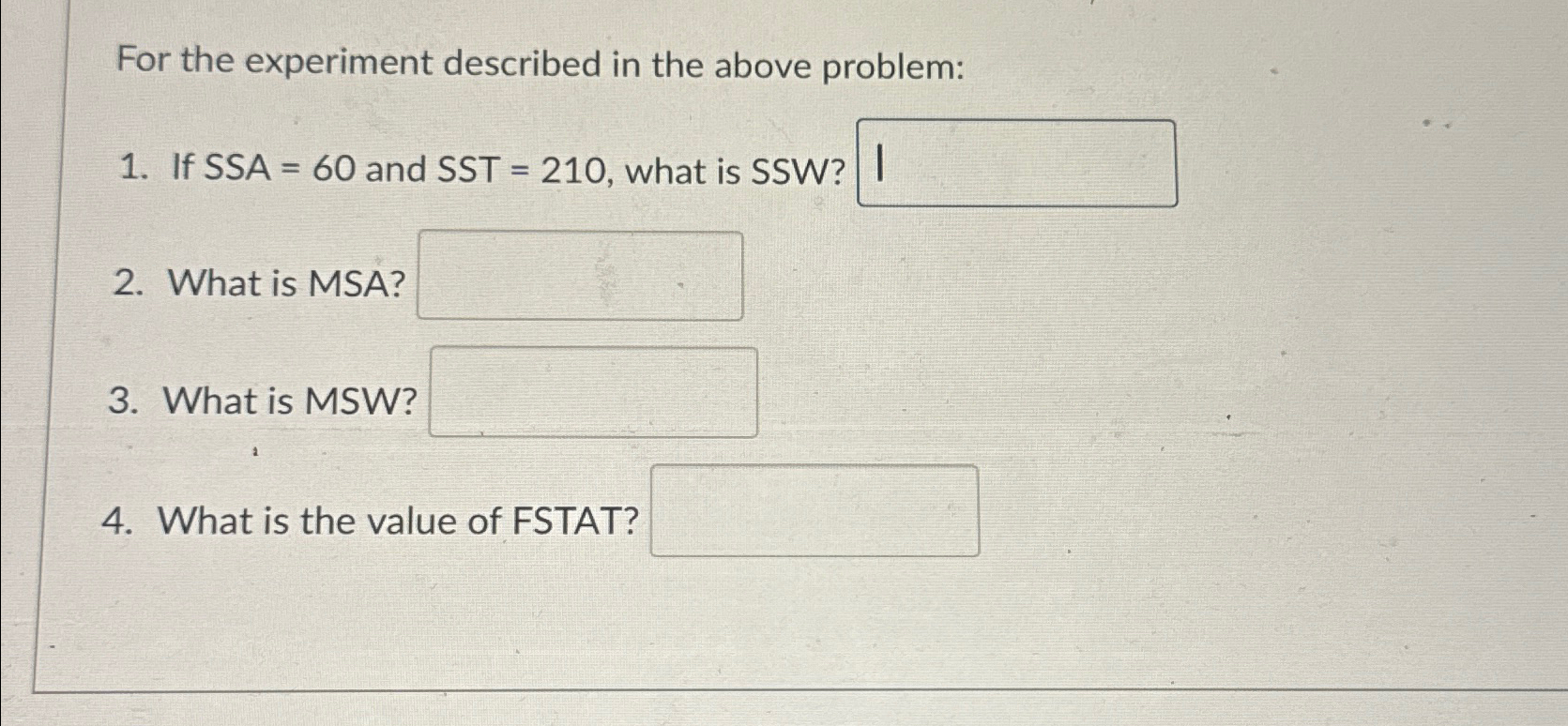 For the experiment described in the above problem:If | Chegg.com