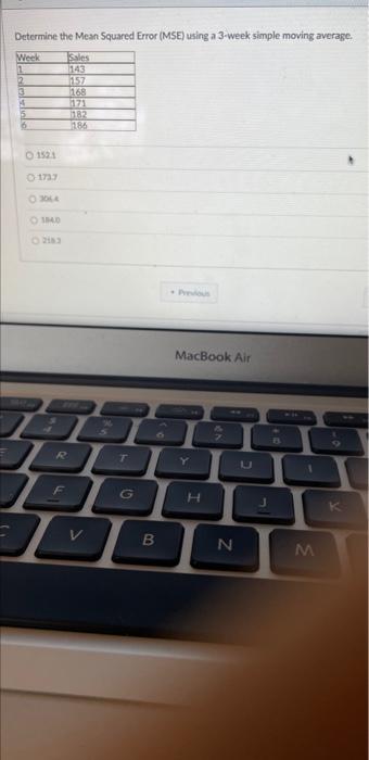 Solved Determine the Mean Squared Error (MSE) using a 3-week | Chegg.com