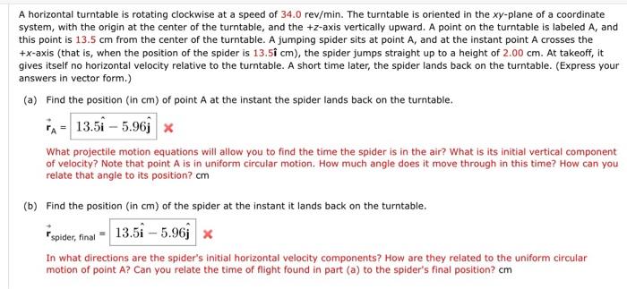 Solved A horizontal turntable is rotating clockwise at a | Chegg.com