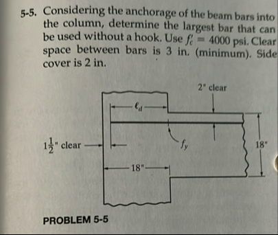 Solved 5-5. ﻿Considering the anchorage of the beam bars into | Chegg.com