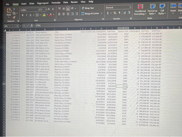 Solved Sold Worksheet The Sold worksheet lists property | Chegg.com