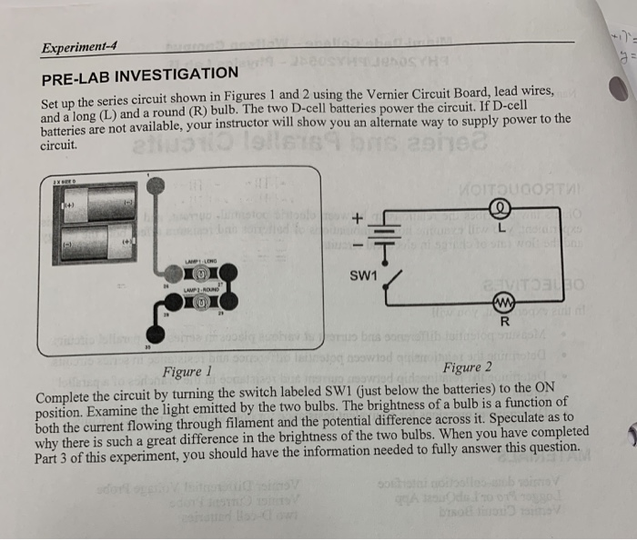 Solved PRE-LAB INVESTIGATION Set up the series circuit shown | Chegg.com