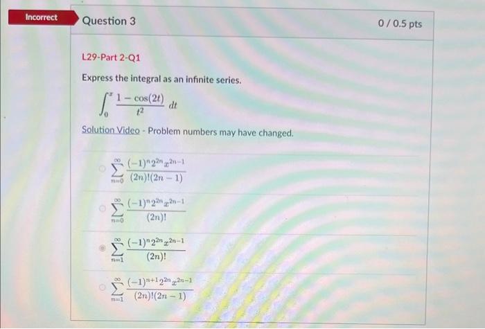 Solved sum∑n=0∞(2n)!(−π2)n cosx=∑n=0∞(2n)!(−1)nx2n)Express | Chegg.com