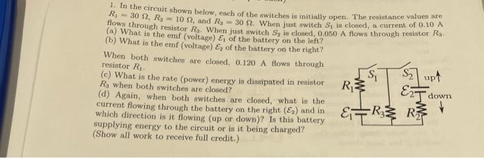Solved R2 1. In the circuit shown below, each of the | Chegg.com