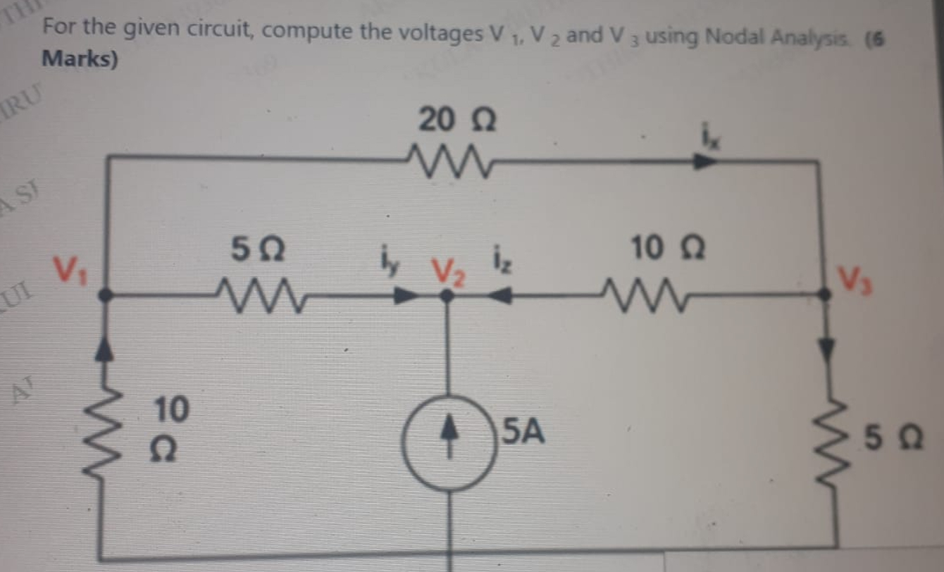 Solved For the given circuit, compute the voltages V1,V2 | Chegg.com