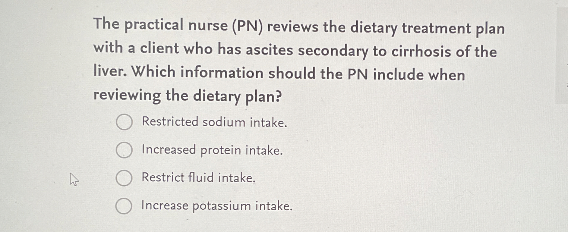 Solved The practical nurse (PN) ﻿reviews the dietary | Chegg.com