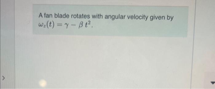 Solved A fan blade rotates with angular velocity given by | Chegg.com