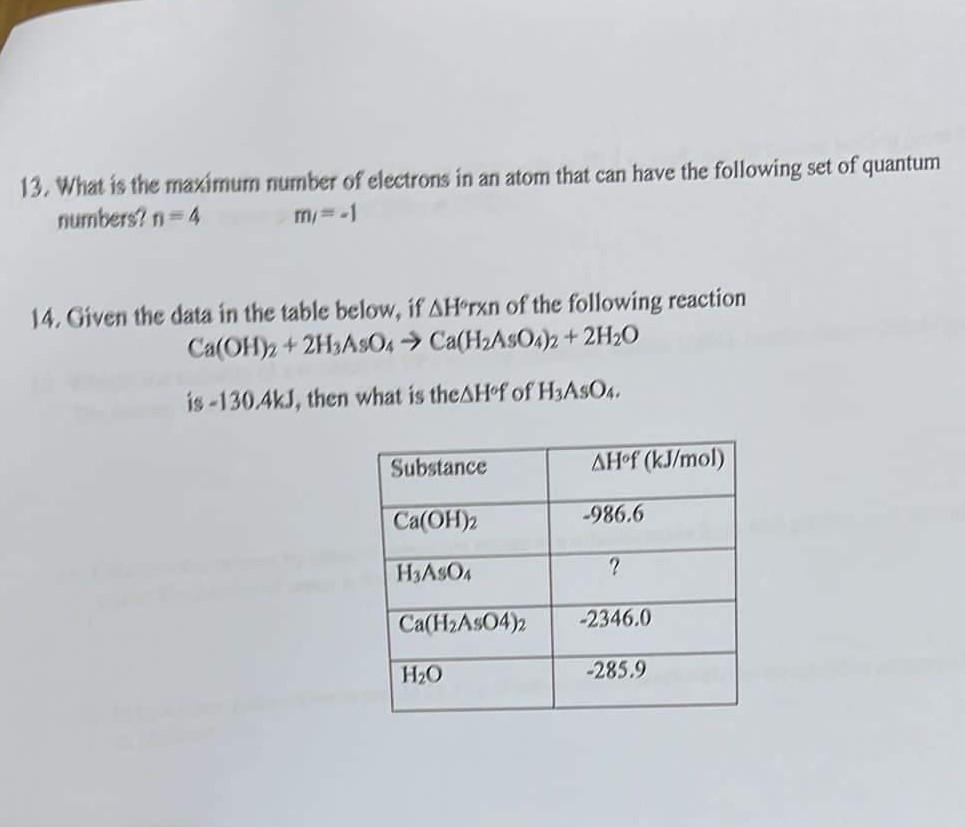 Solved 13. What is the maximum number of electrons in an | Chegg.com