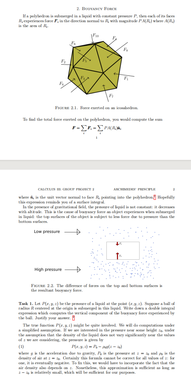 Solved If a polyhedron is submerged in a liquid with | Chegg.com