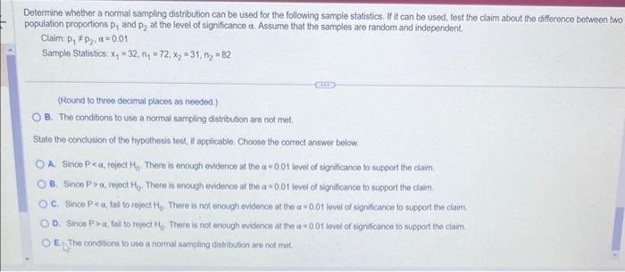 Solved Determine whether a normal sampling distribution can | Chegg.com