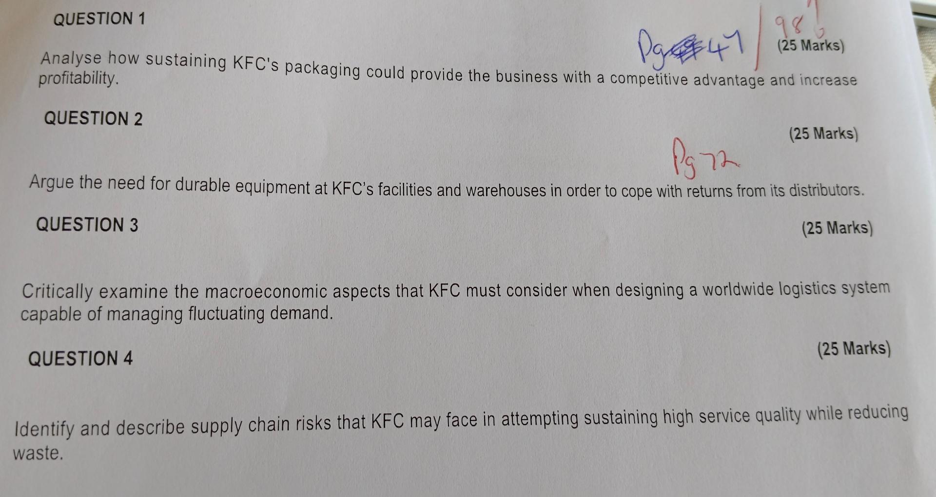 Solved QUESTION 1Analyse how sustaining KFC's packaging | Chegg.com