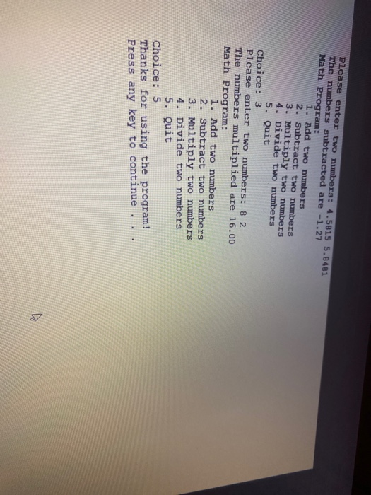 Solved Inputs Integer Menu Option O Validation Must Be 