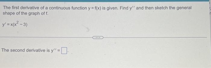 Solved The first derivative of a continuous function y=f(x) | Chegg.com