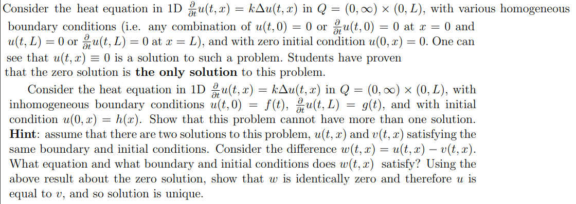 Consider the heat equation in 1D | Chegg.com