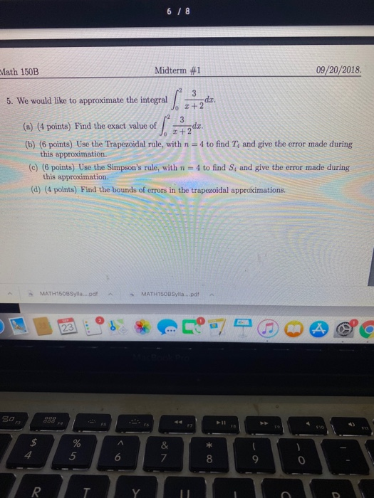 Solved 6 / 8 Math 150B Midterm #1 09/20/2018 5. We would | Chegg.com