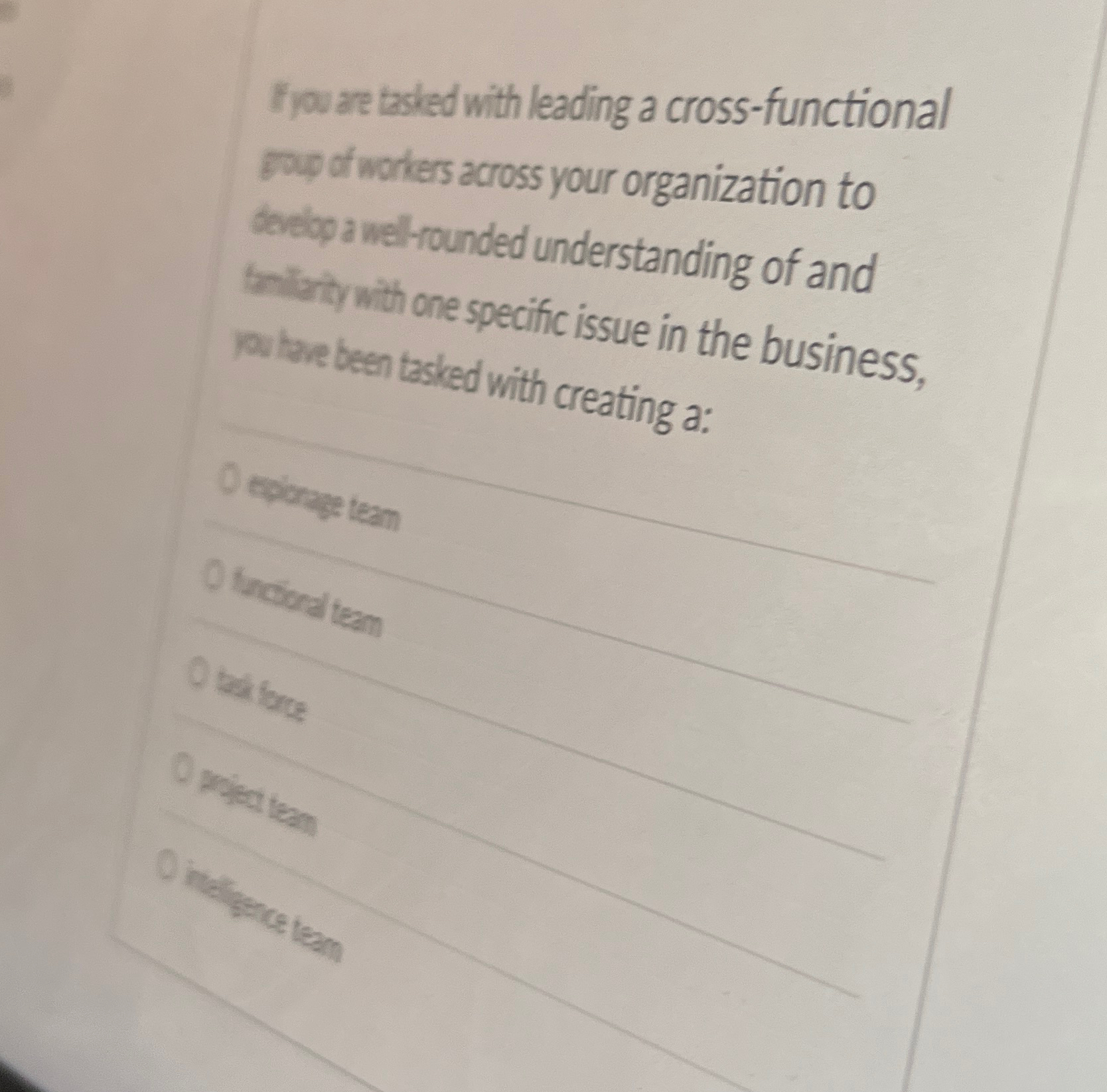 Solved Thoure tasked with leading a cross-functional amp of | Chegg.com
