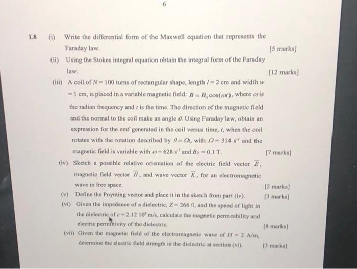 Solved (i) Write the differential form of the Maxwell | Chegg.com