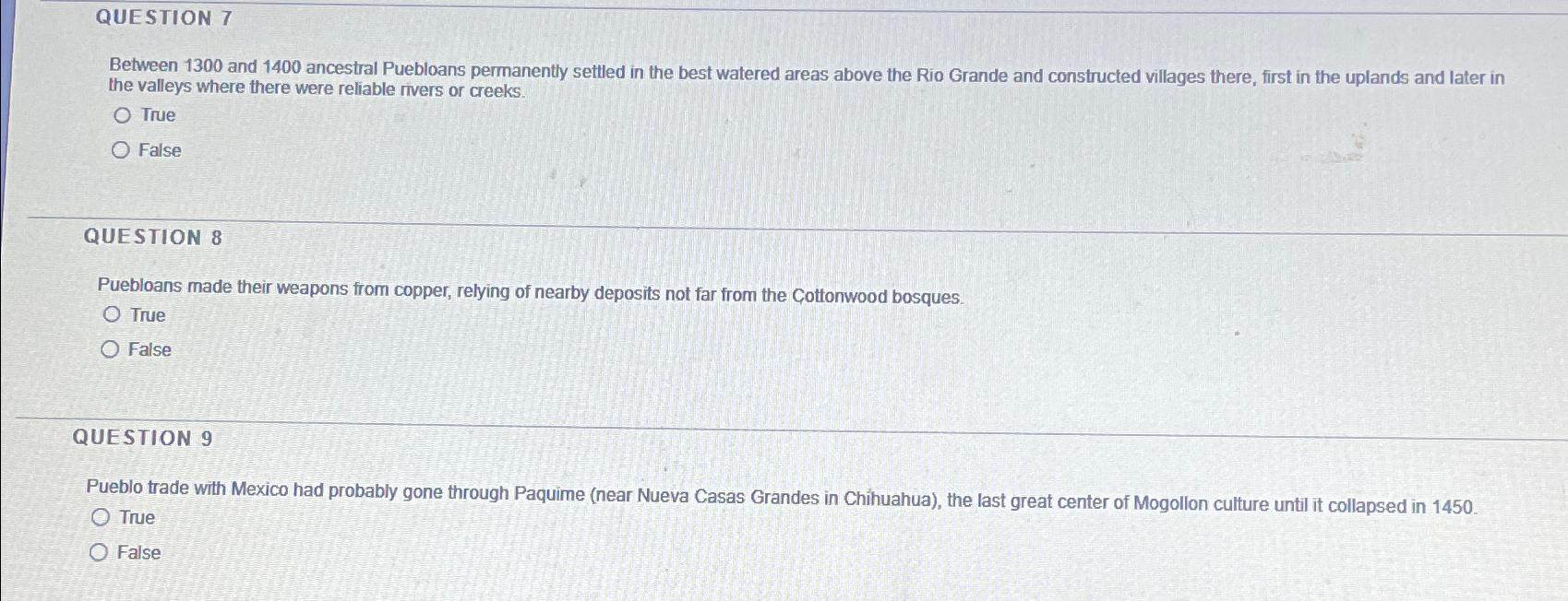 Solved QUESTION 7Between 1300 ﻿and 1400 ﻿ancestral Puebloans | Chegg.com