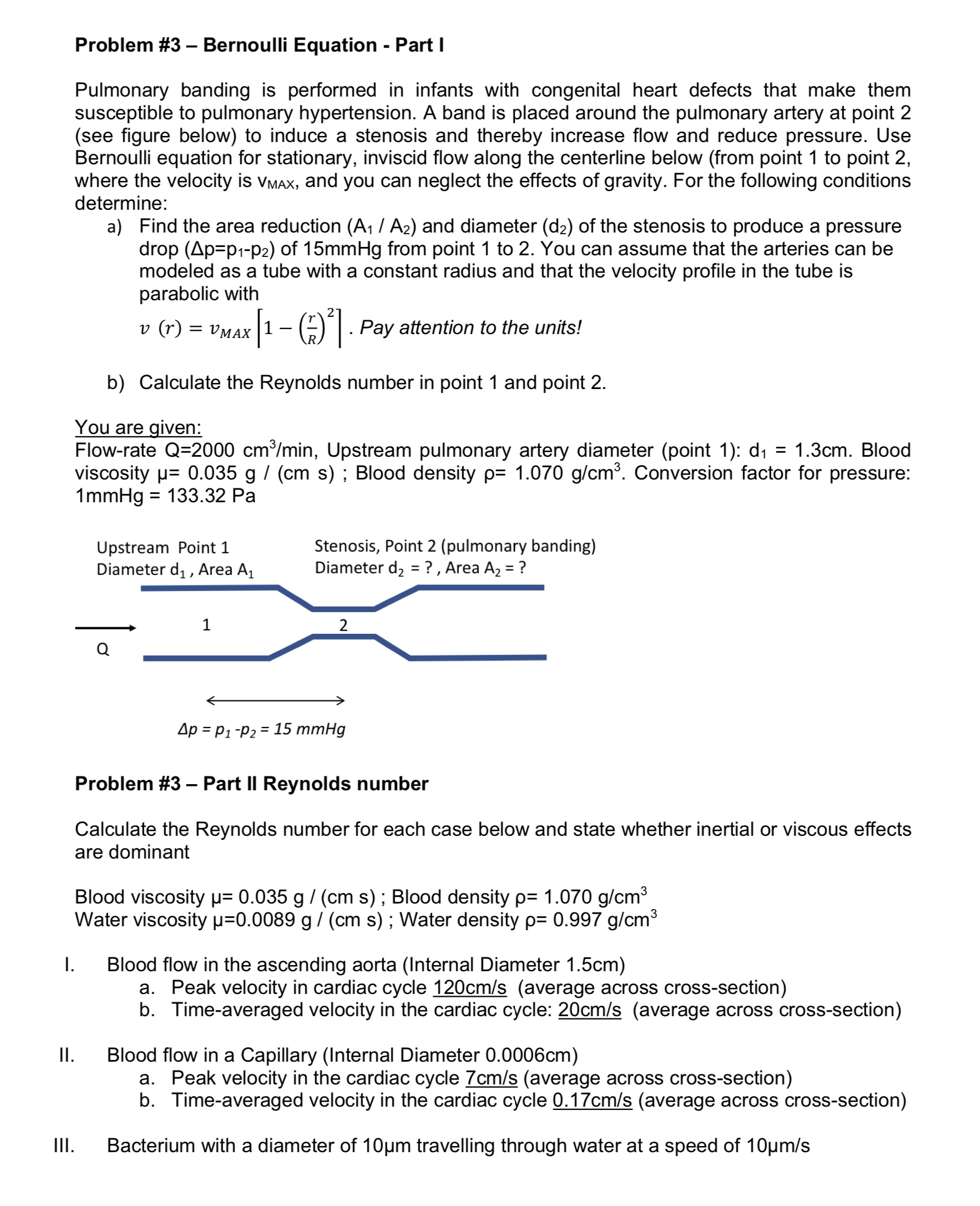 Solved Problem #3 - ﻿Bernoulli Equation - ﻿Part IPulmonary | Chegg.com
