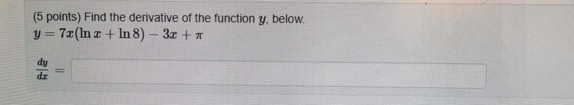 Solved (5 ﻿points) ﻿Find the derivative of the function y, | Chegg.com