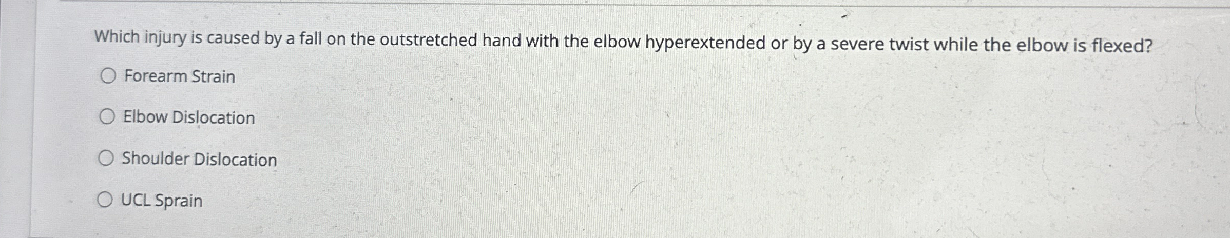 Solved Which injury is caused by a fall on the outstretched | Chegg.com