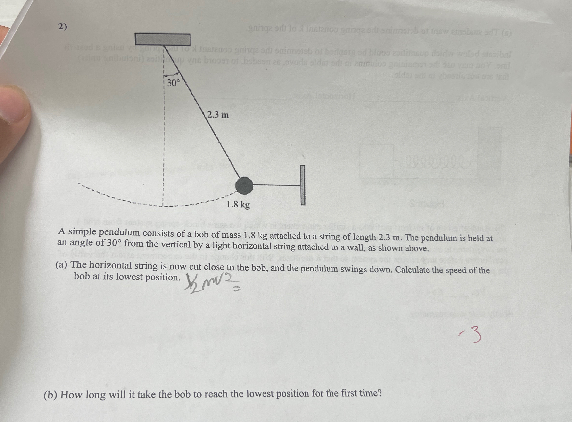 Solved A simple pendulum consists of a bob of mass 1.8kg | Chegg.com